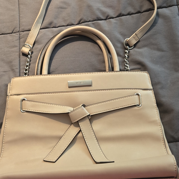 Bags | Chic Beige Handbag With Chain Strap | Poshmark